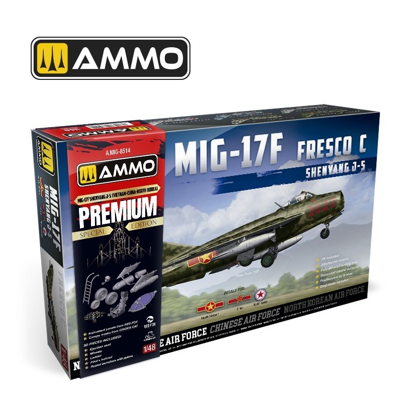 AMMO Brasil | A.MIG-8514 1/48 MIG-17F Shenyang J-5 Vietnam-China-North Korea (Premium Edition)